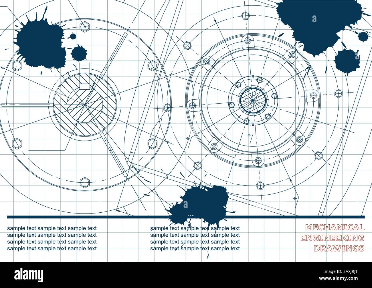 Vector Mechanical engineering drawings on a white background ...