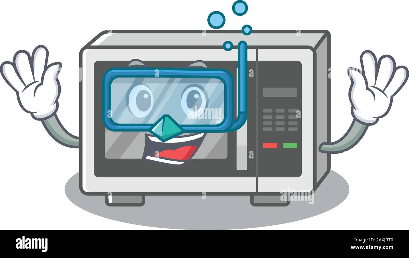 cartoon character of microwave wearing Diving glasses Stock Vector ...