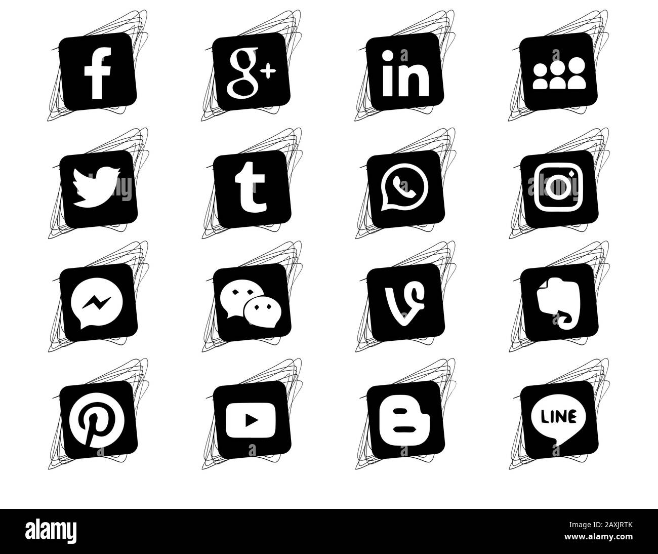 Social Media Icons Black And White Square