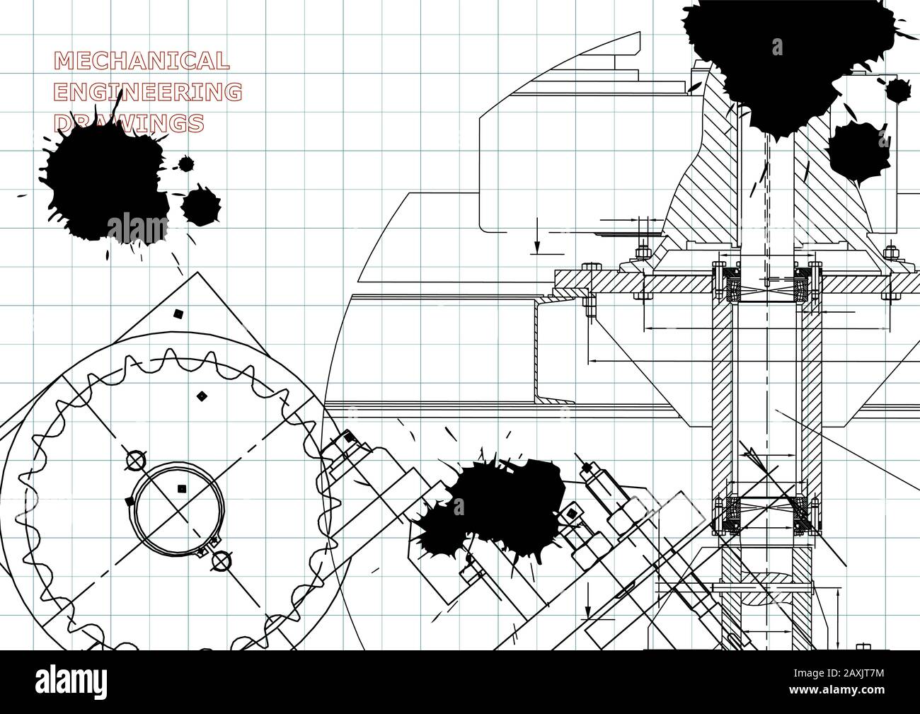 Blueprints. Mechanical drawings. Engineering illustrations. Technical ...