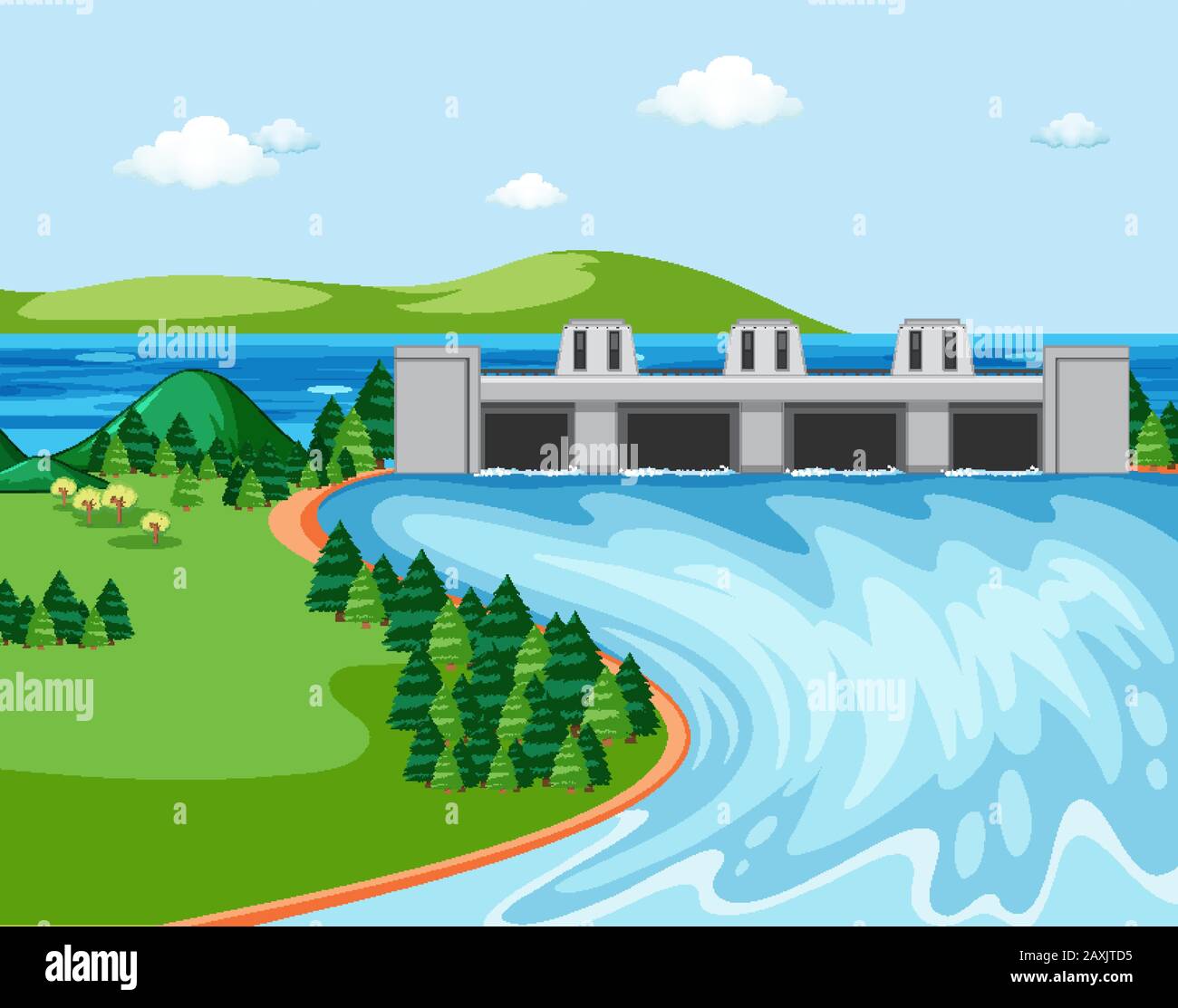 Diagram showing dam and river illustration Stock Vector Image & Art - Alamy