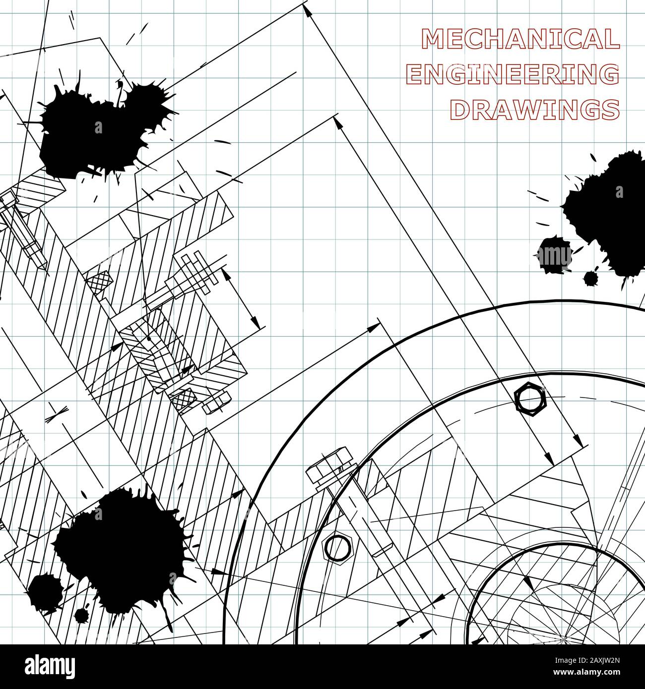 Backgrounds of engineering subjects. Technical illustration. Mechanical ...