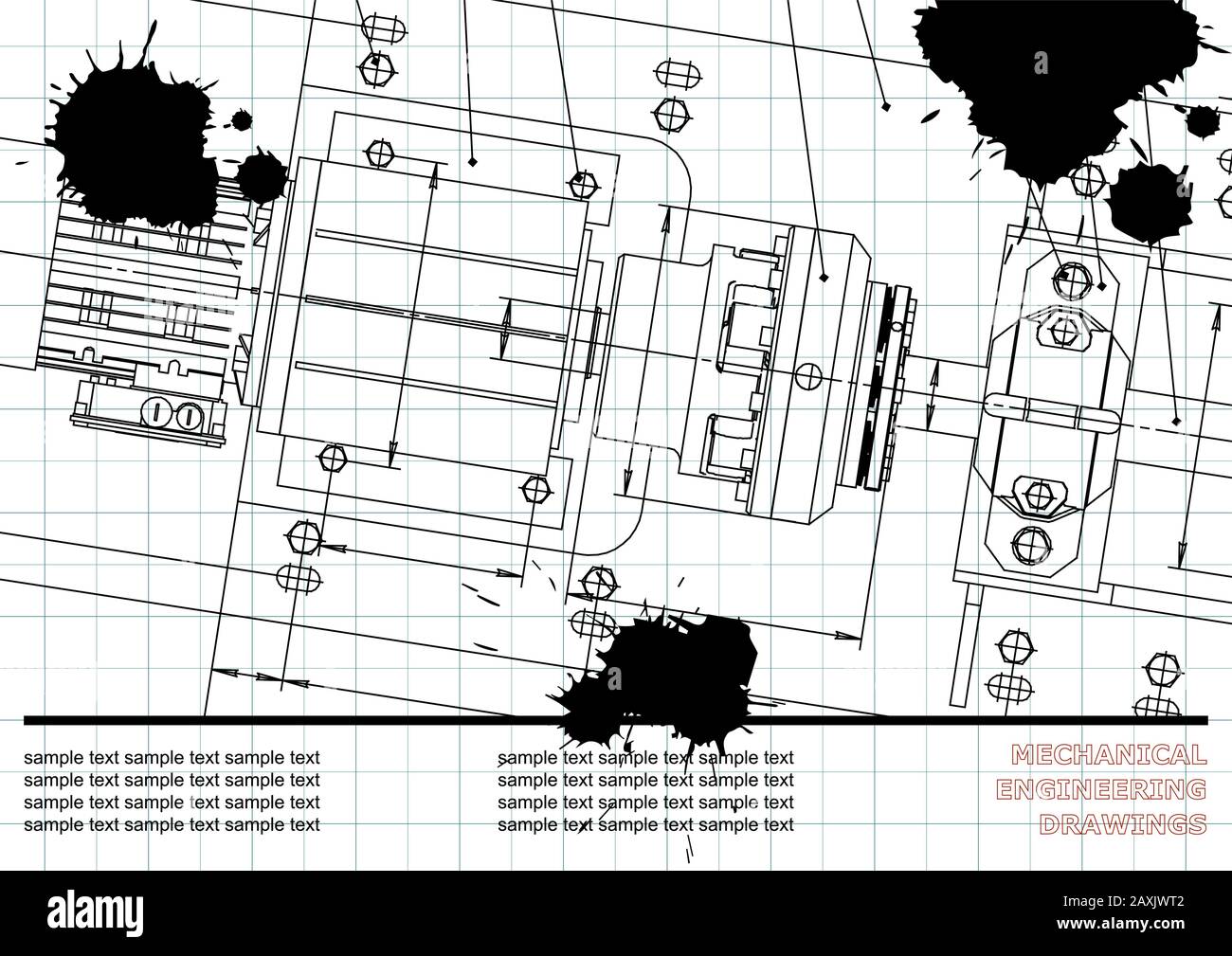 Mechanical engineering drawings on a white background. Vector ...