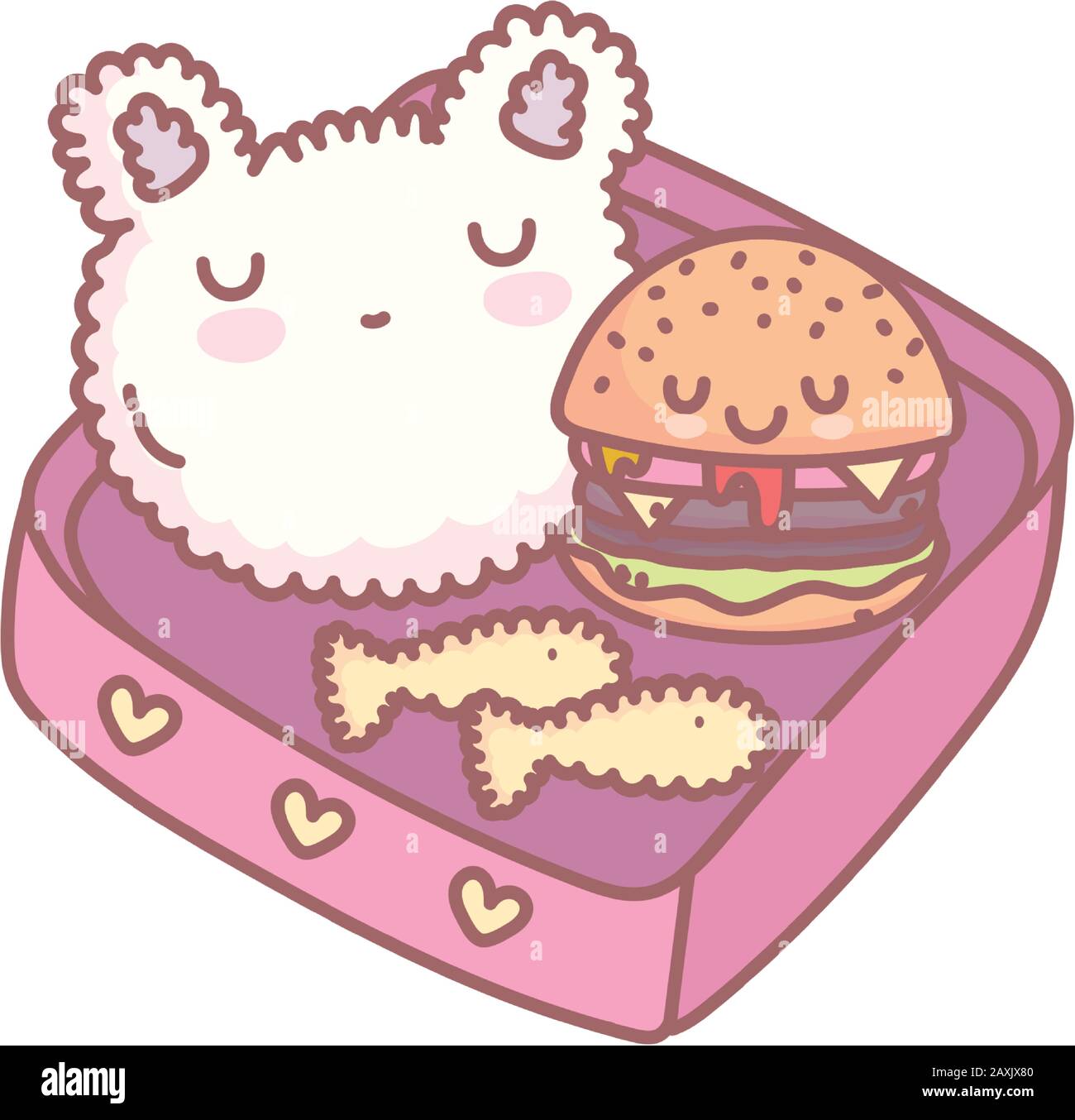 rice cat shaped face hamburger tempura fish menu restaurant food cute ...