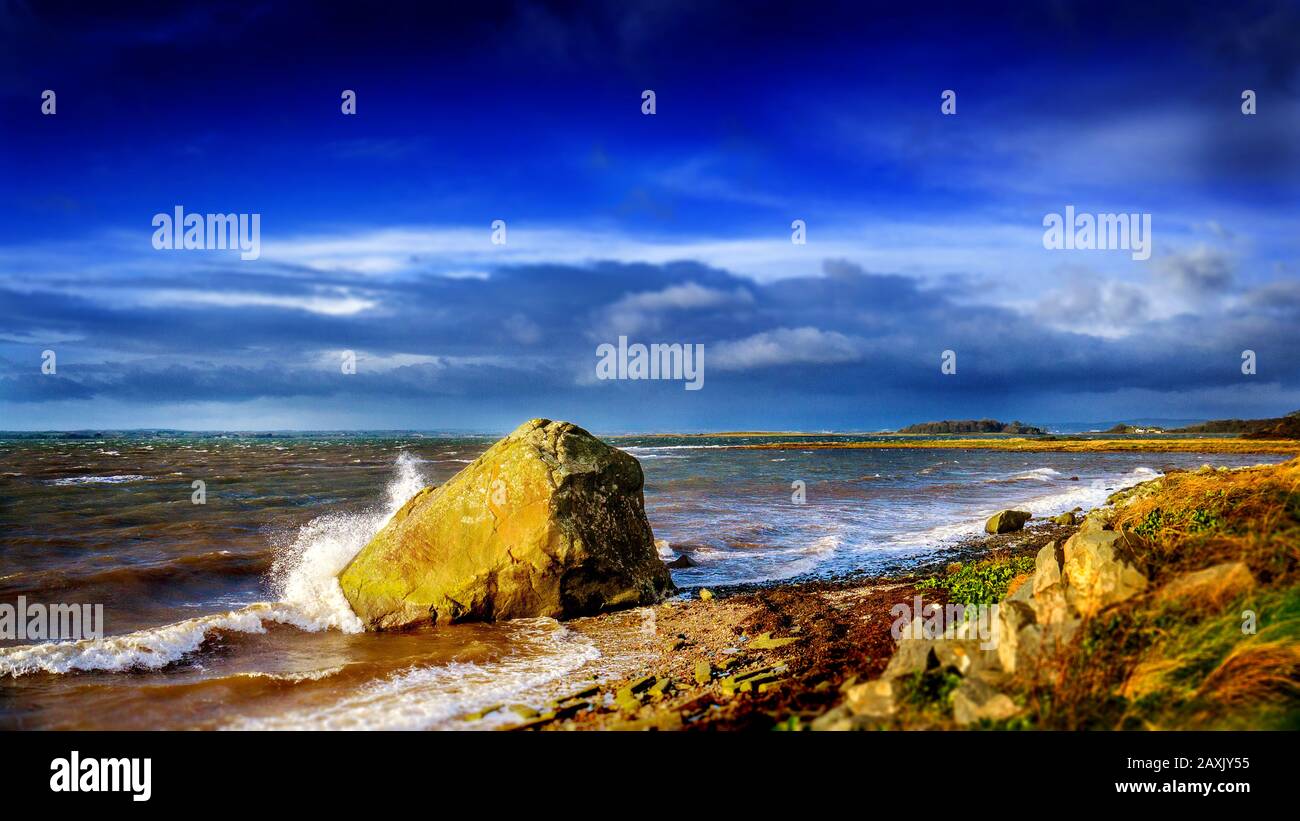 The Butterlump Stone (wide view) in Strangford Lough at Greyabbey ...