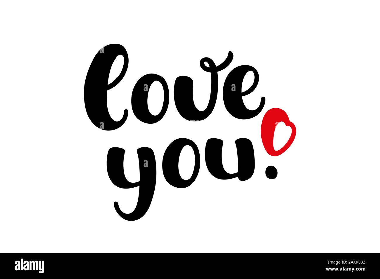 Love you text handwritten lettering isolated on white background Stock ...