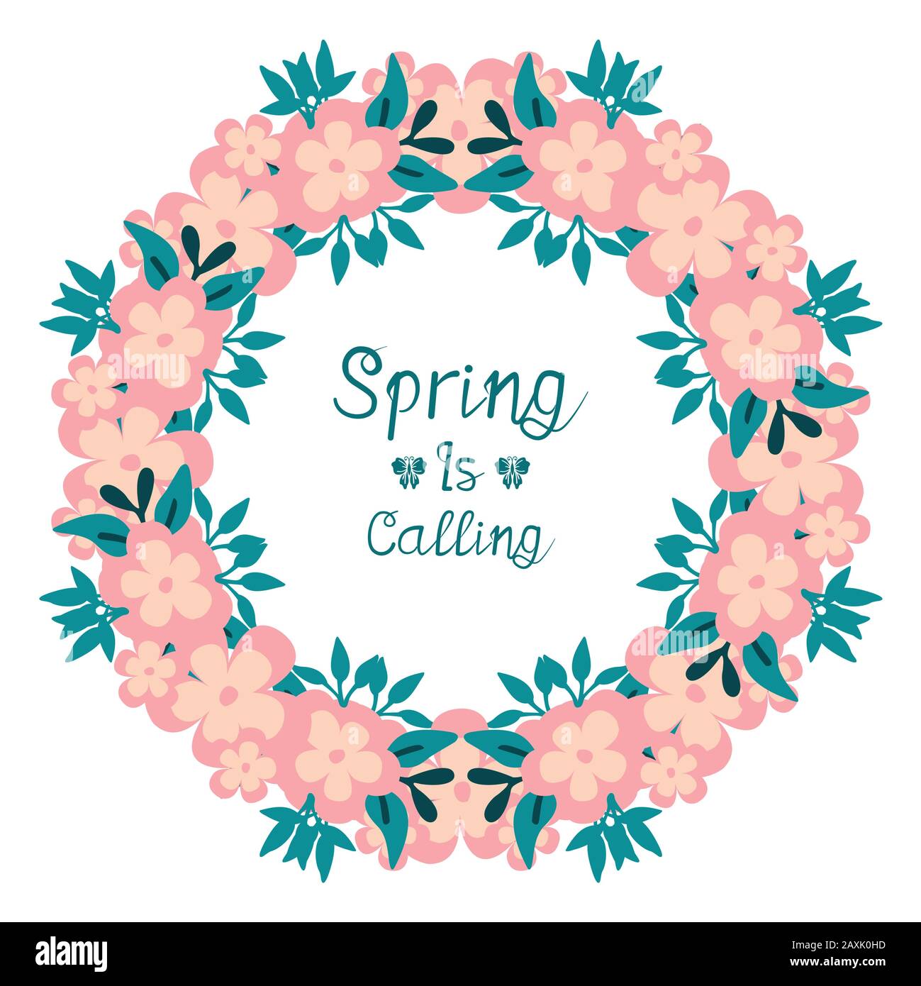 Poster of spring calling, with beautiful leaf and flower frame ...