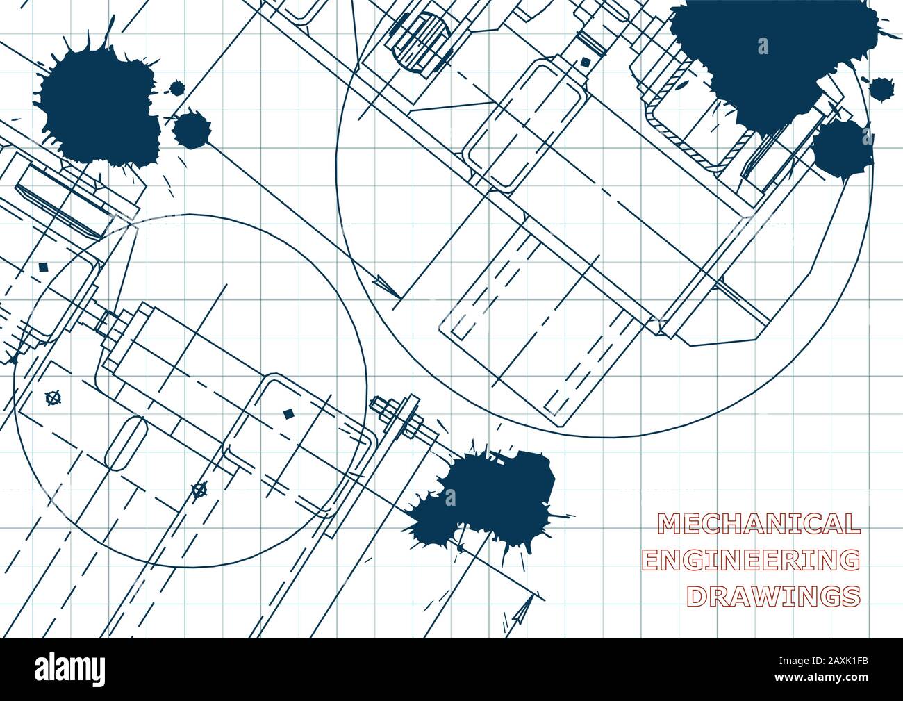 Mechanical Engineering drawing. Blueprints. Mechanics. Cover ...