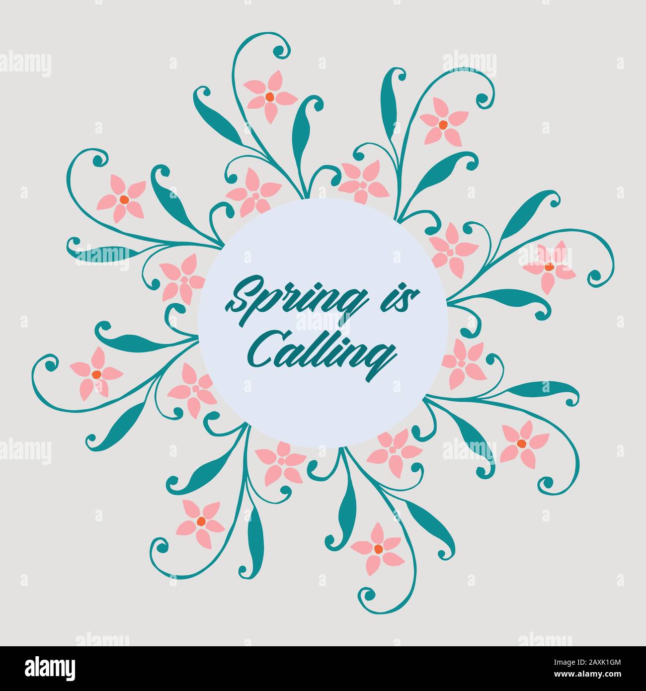 Simple pattern of leaf and floral frame, for seamless spring calling ...