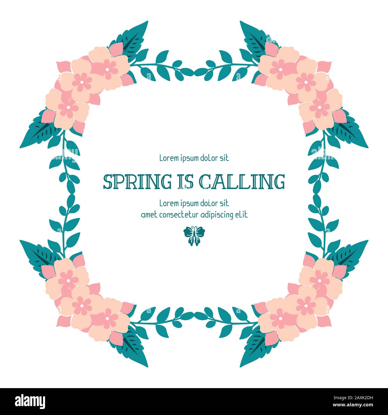 Poster of spring calling, with beautiful leaf and flower frame ...