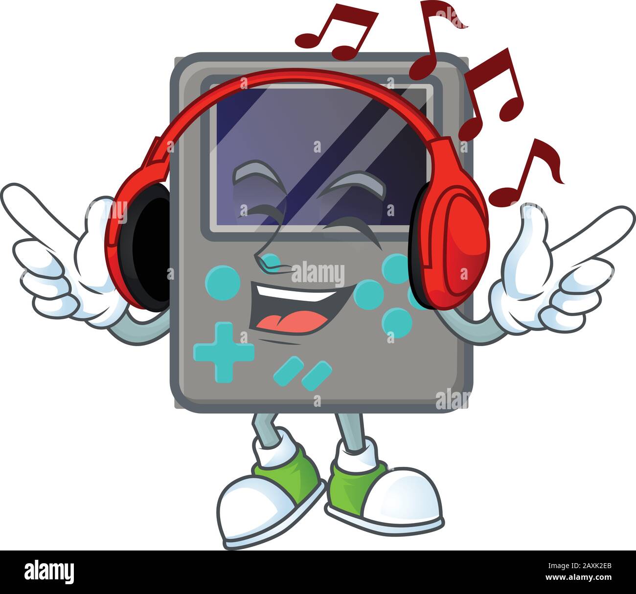 game console cartoon character design Listening music on a headset ...