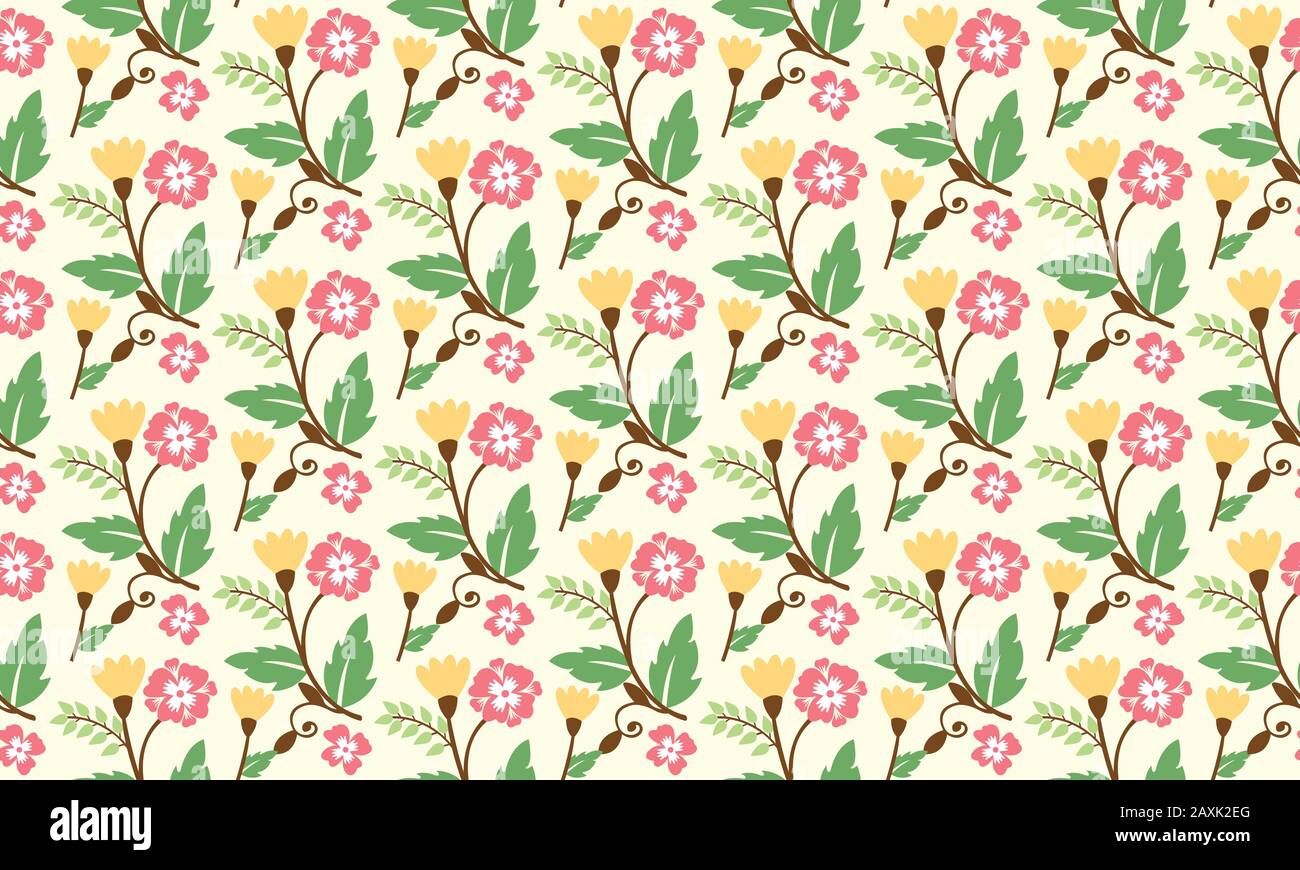 Spring floral pattern background, with romantic leaf and floral concept ...