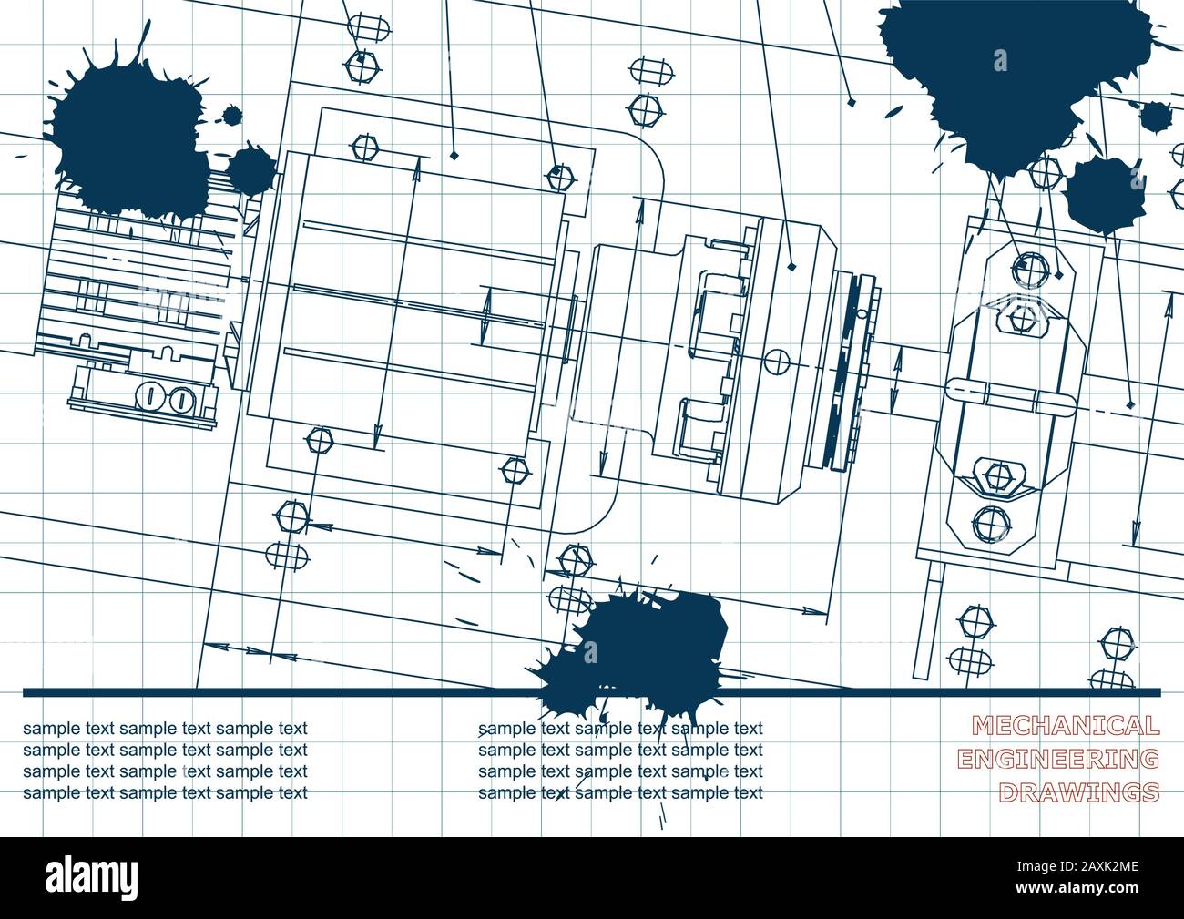 Mechanical engineering drawings on a white background. Vector ...