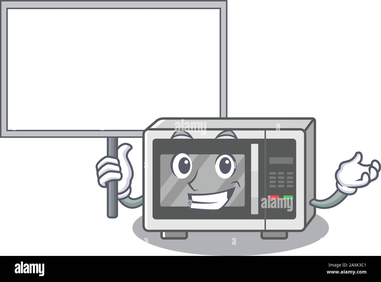 A cute picture of microwave mascot design with a board Stock Vector ...