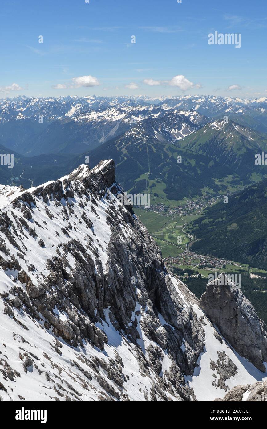 View over the Alps from the summit of the Zugspitze Stock Photo - Alamy