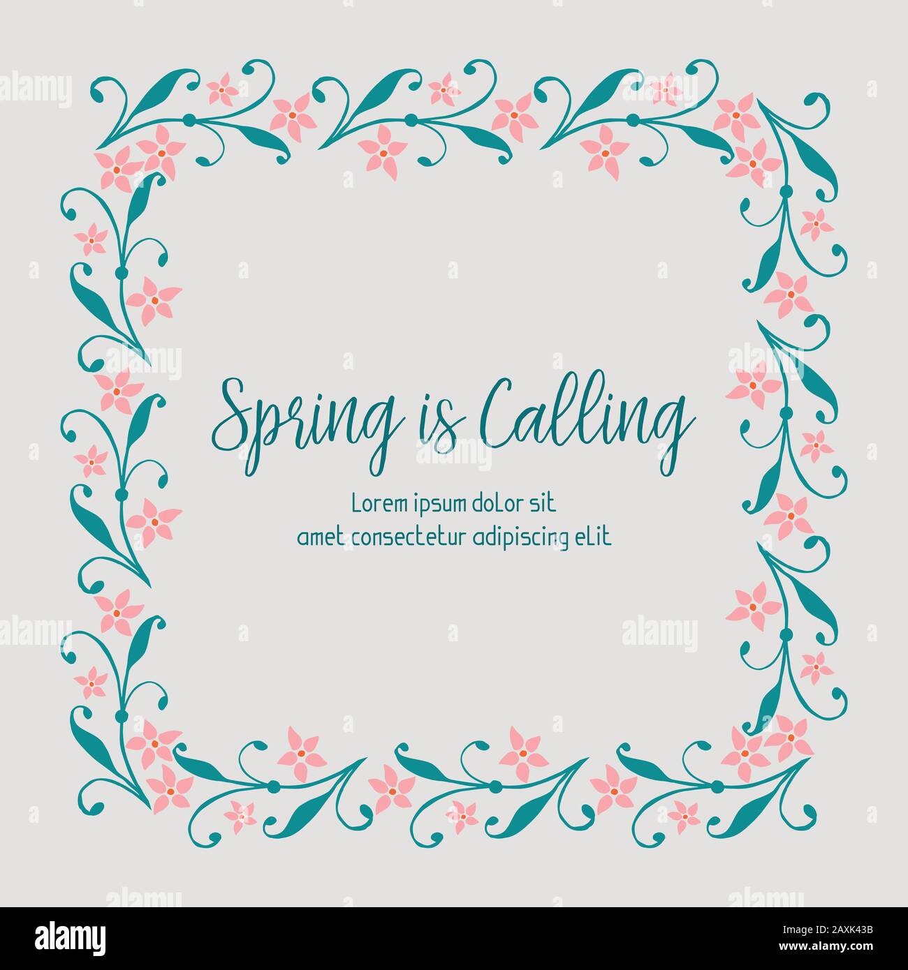 Simple frame with antique leaf and flower frame, for spring calling ...