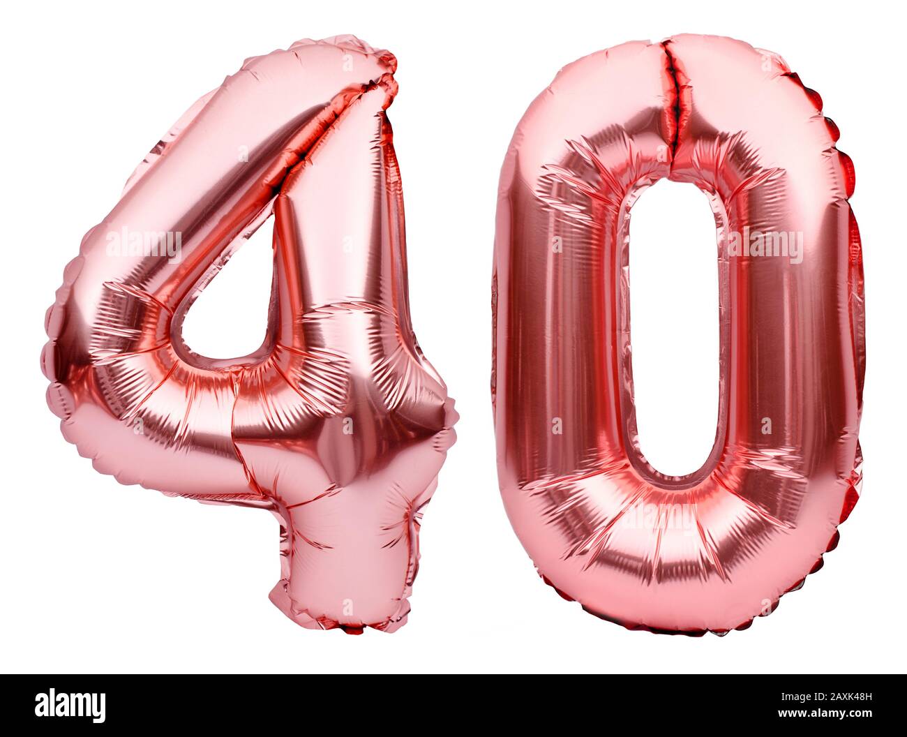 Number 40 forty made of rose golden inflatable balloons isolated on ...