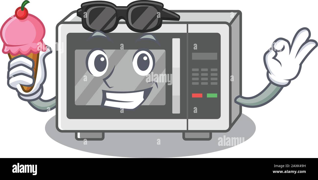 happy face microwave cartoon design with ice cream Stock Vector Image ...