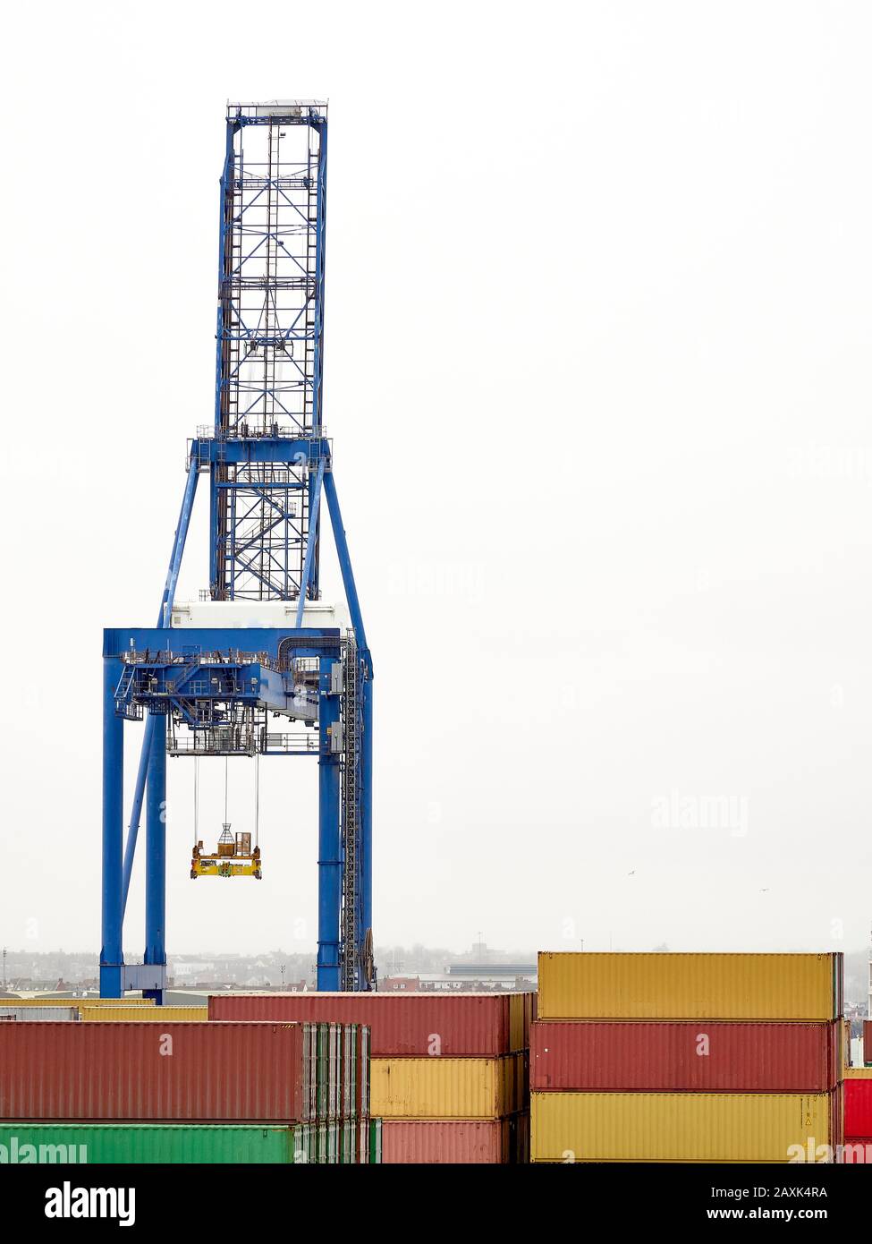 View of containers & crane at a large container port Port of Felixstowe ...
