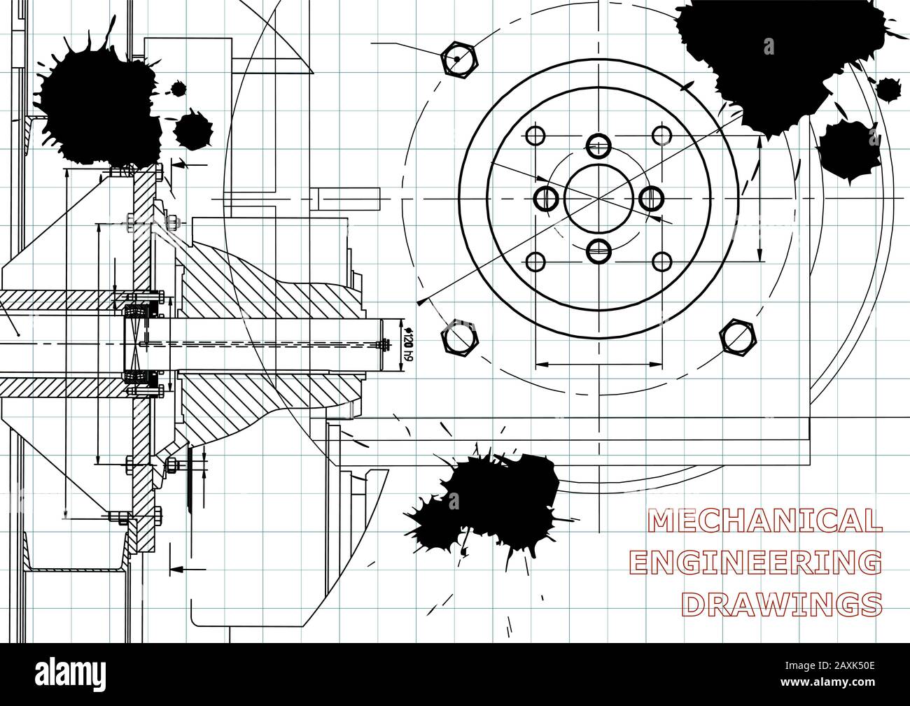 Technical illustration. Mechanical engineering. Backgrounds of ...