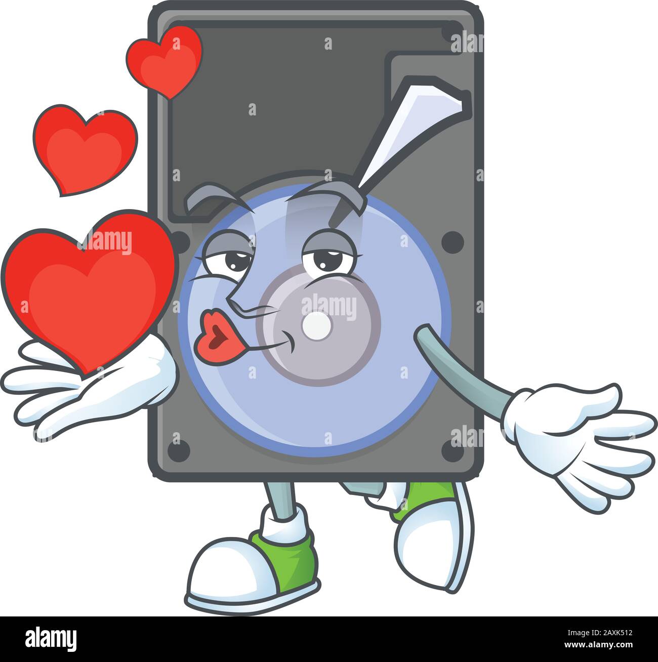 A sweetie hard disk cartoon character holding a heart Stock Vector ...