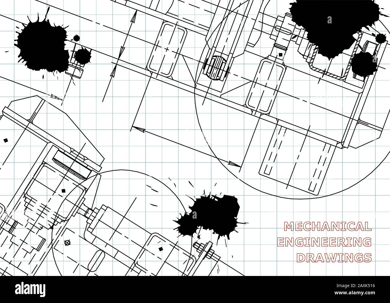 Mechanical Engineering drawing. Blueprints. Mechanics. Cover ...