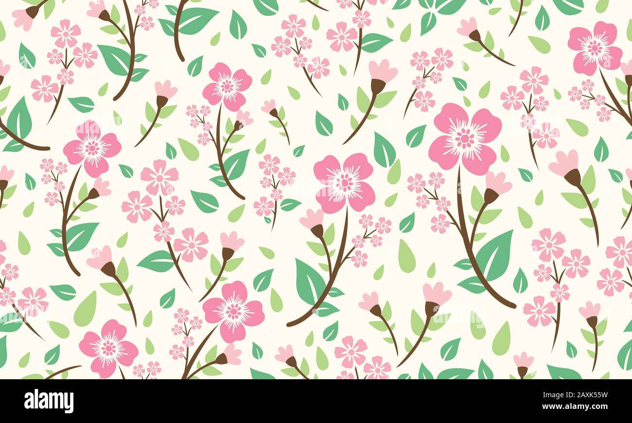 the unique spring flower pattern background, with leaf and floral ...