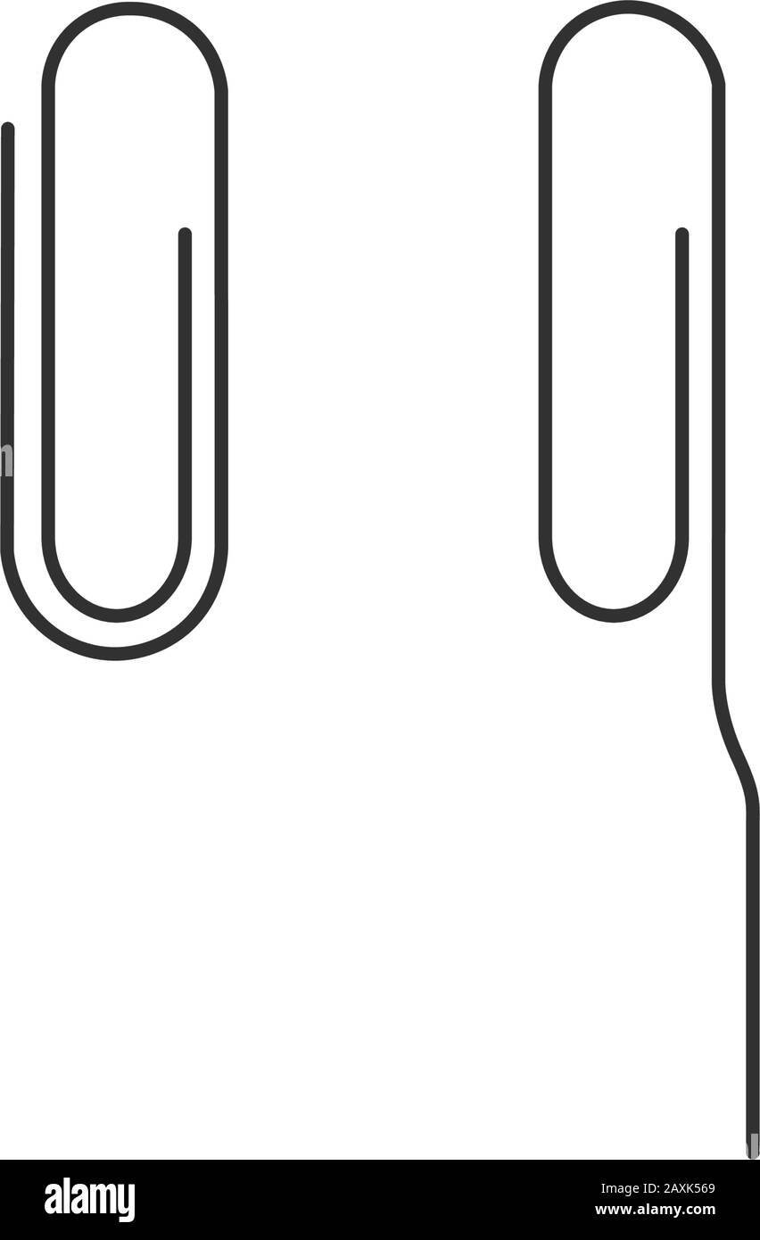 Paper Clip and unbent paperclip icon linear style. Editable stroke ...