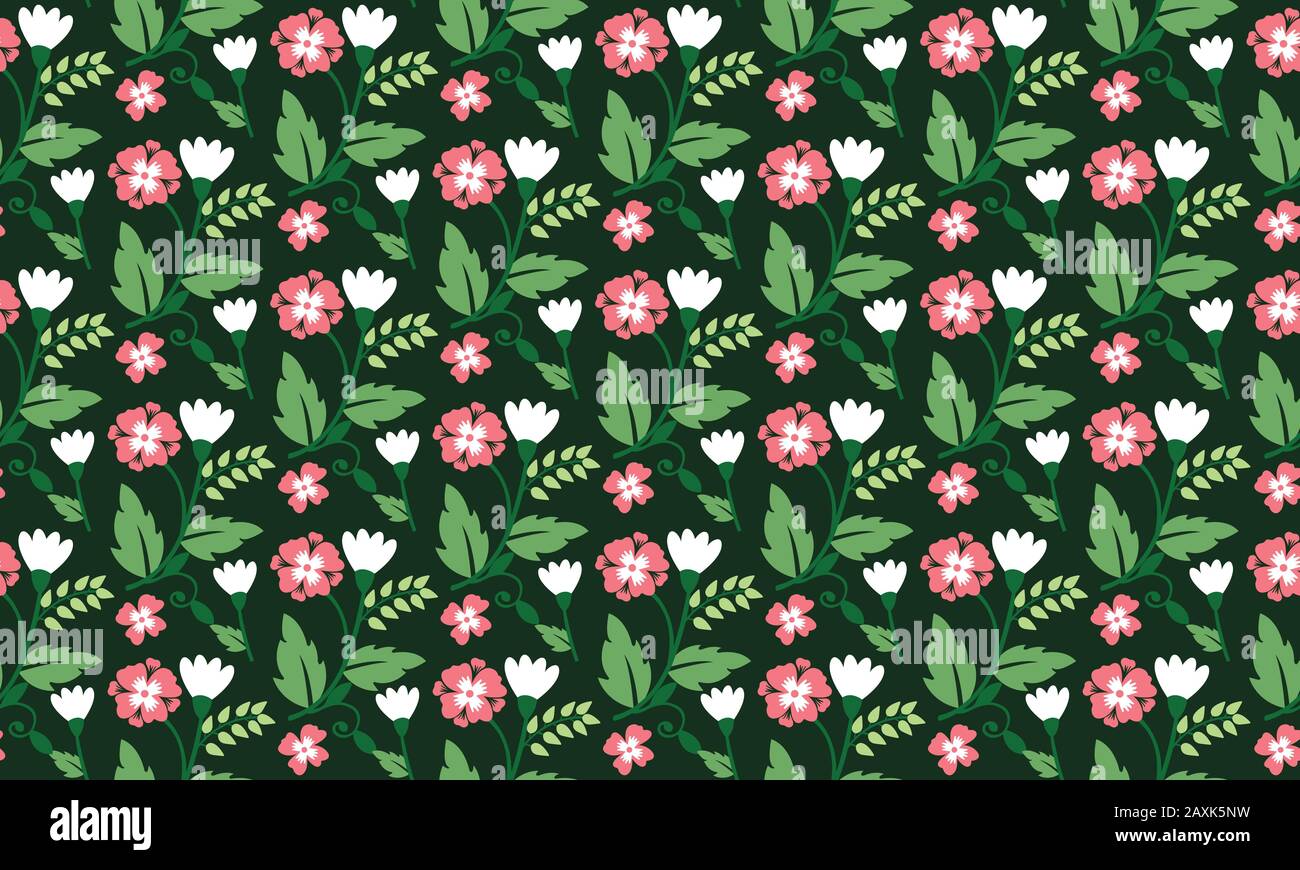 Spring floral pattern background, with romantic leaf and floral concept ...