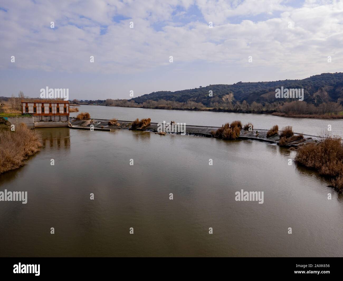 Dam of the hydroelectric power station on the Tagus River and ...