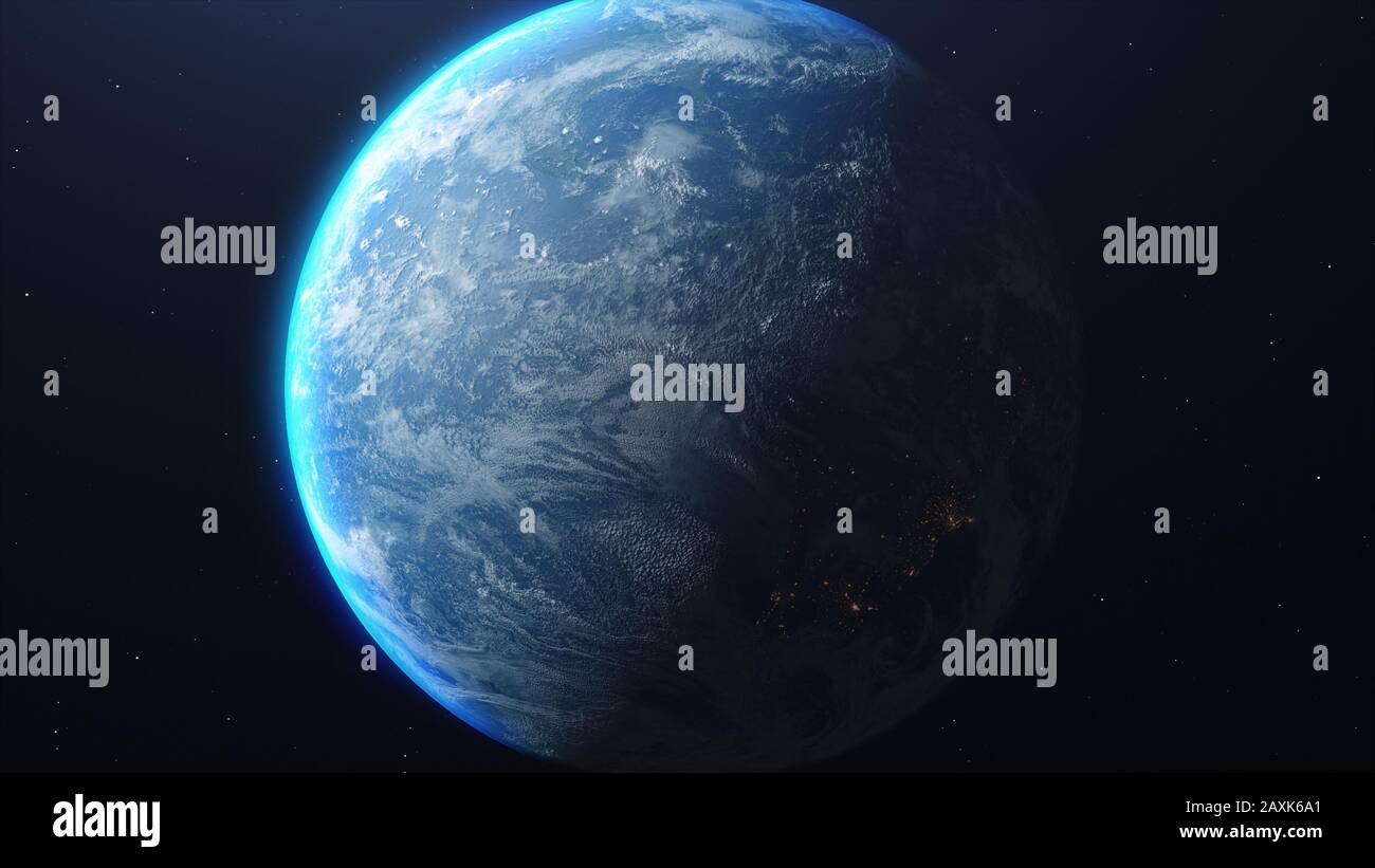 Planet earth. Lights of night cities of awakening cities. Elements of ...