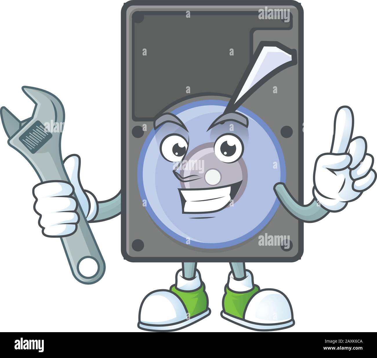 happily Mechanic hard disk cartoon character design Stock Vector Image ...
