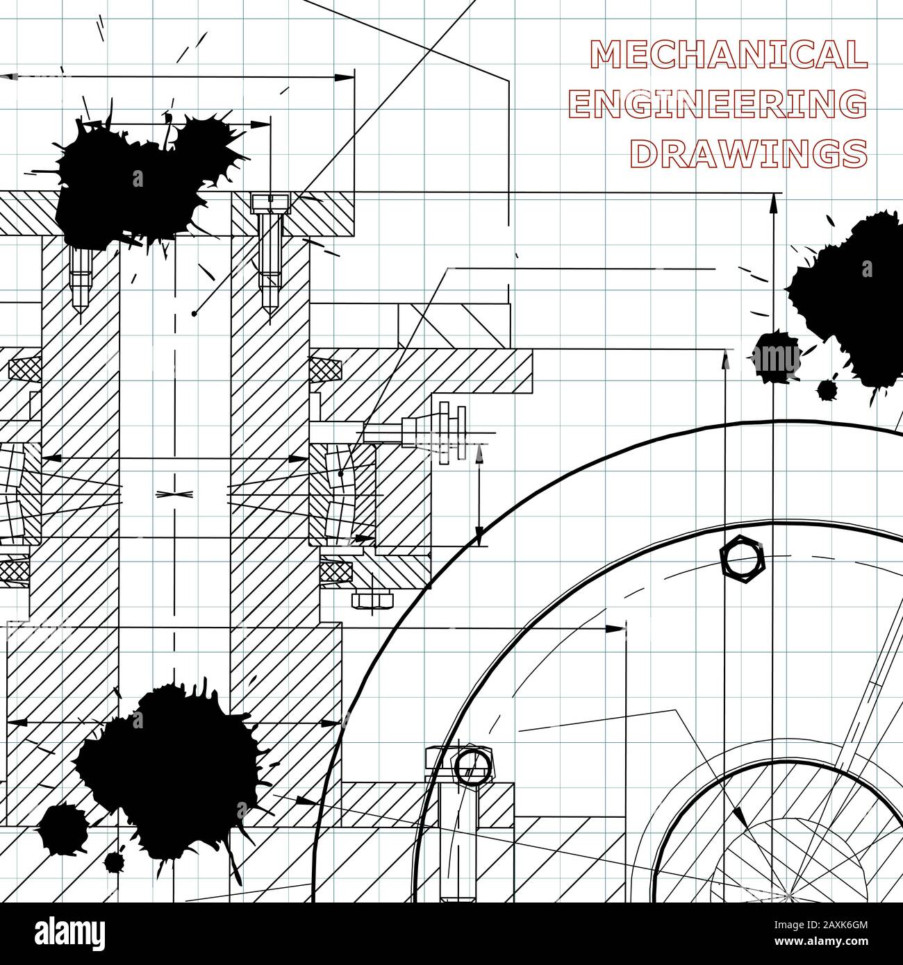 Backgrounds of engineering subjects. Technical illustration. Mechanical ...