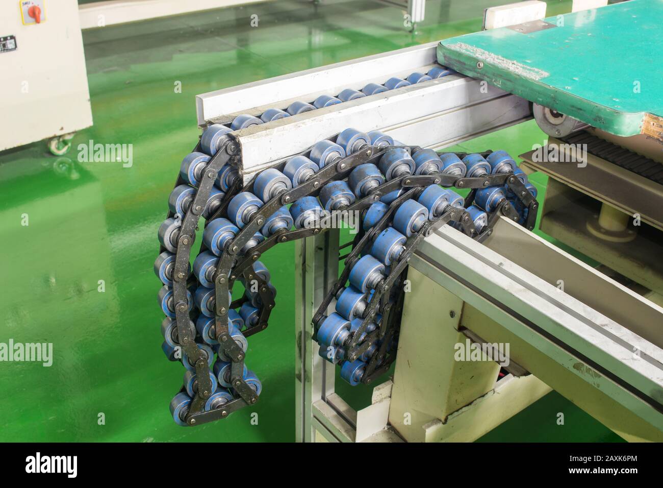 Conveyor chain drive shaft production line of the factory Stock Photo ...