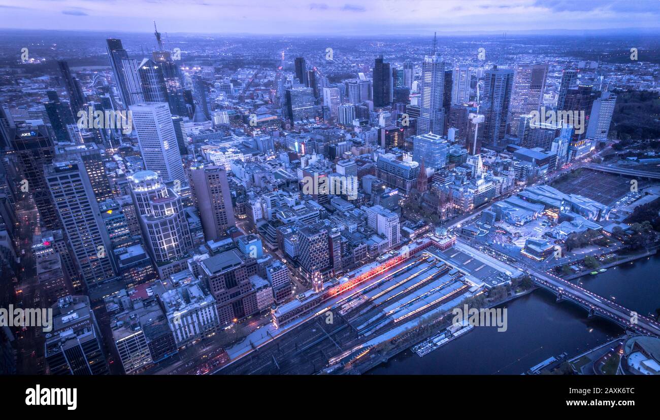 Melbourne, city view, at night, Australia, Victoria Province Stock ...