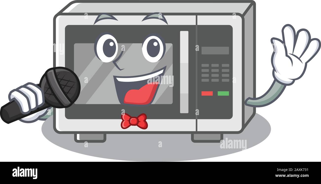 Happy microwave in singing on a microphone Stock Vector Image & Art - Alamy