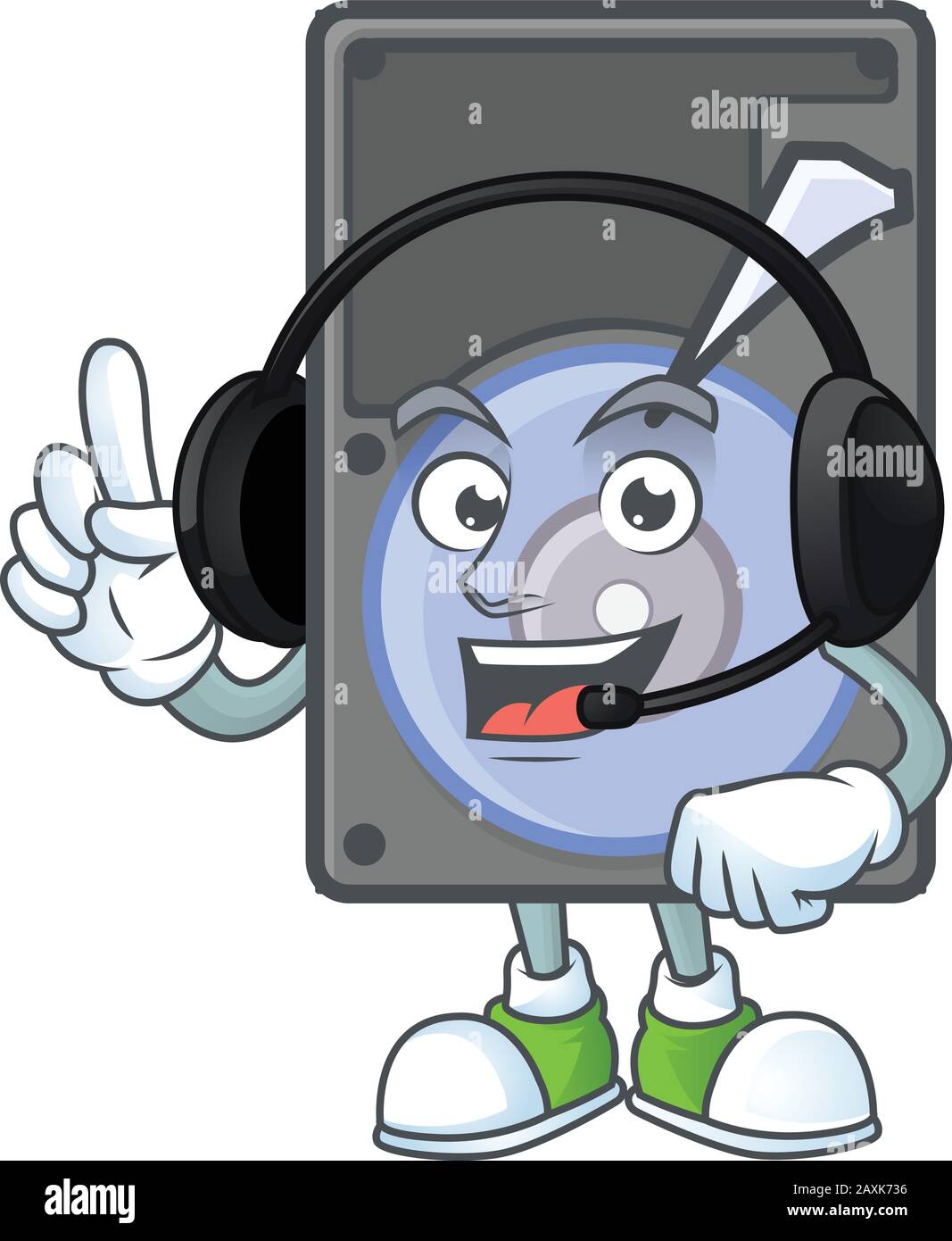 Sweet hard disk cartoon character design speaking on a headphone Stock ...