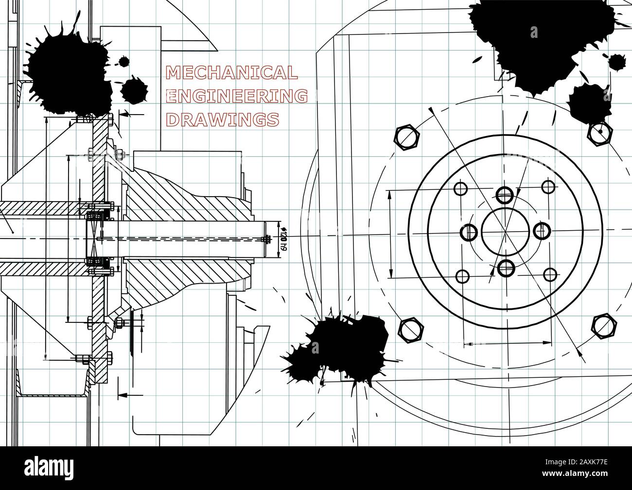 Technical illustration. Mechanical engineering. Backgrounds of ...