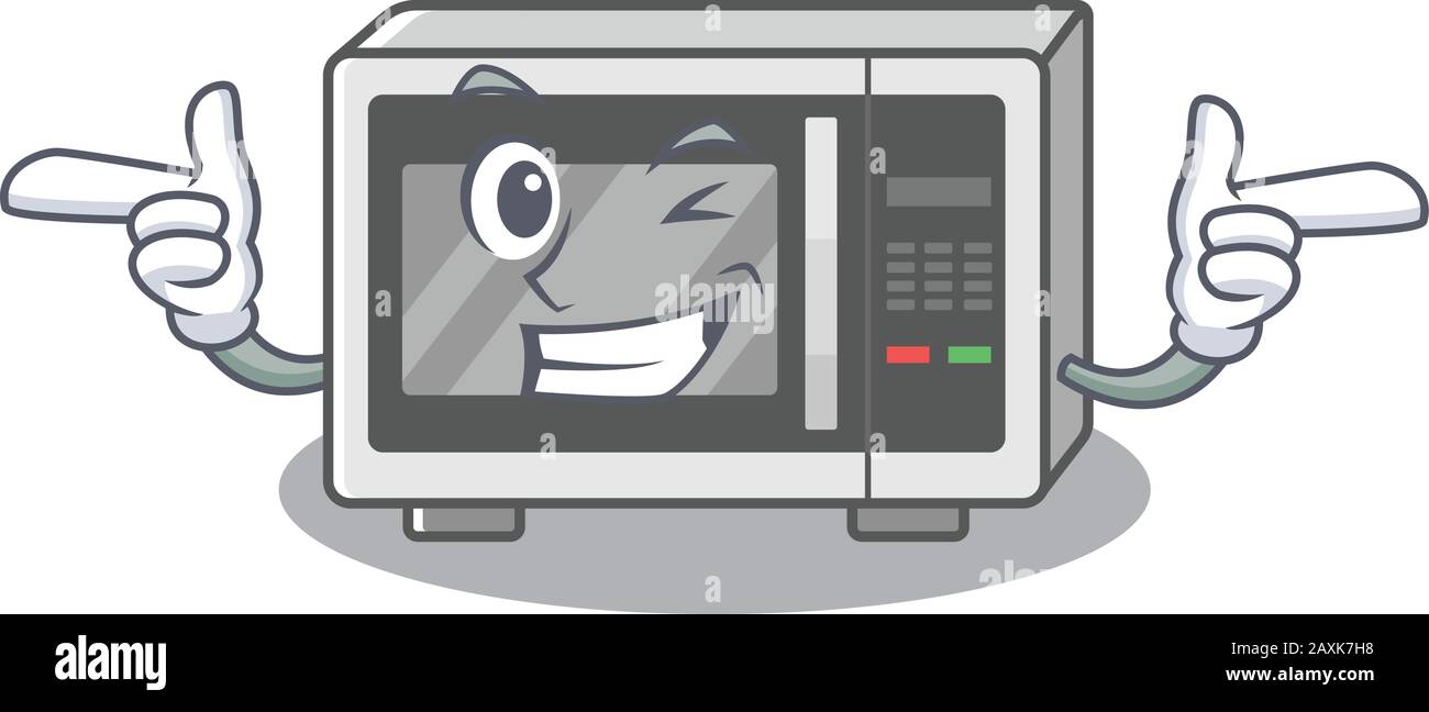 Cute mascot cartoon design of microwave with Wink eye Stock Vector ...