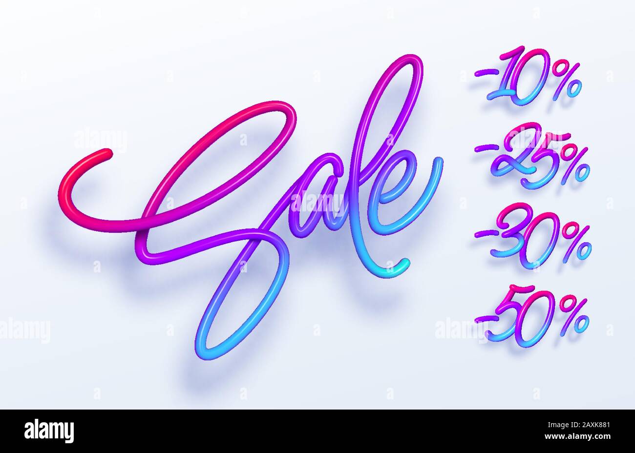 Rainbow Sale lettering numbers in 3d style. Numbers with liquid effect ...