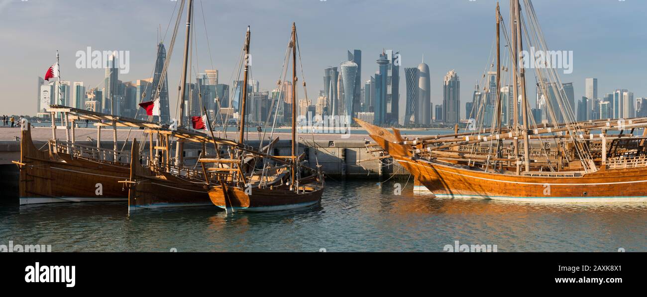 Dhow Harbor, Corniche, Doha, Qatar Stock Photo - Alamy