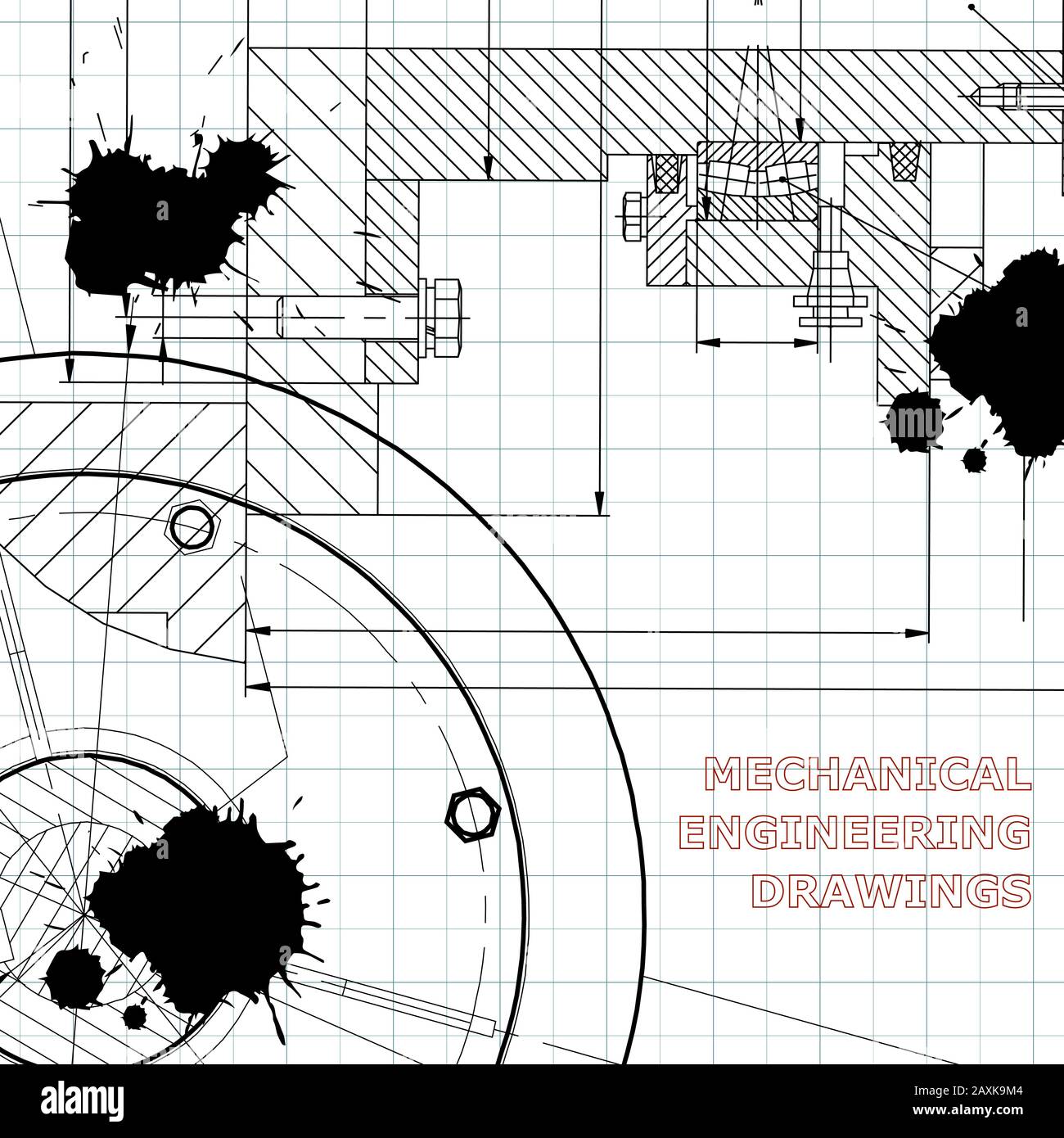 Backgrounds of engineering subjects. Technical illustration. Draft ...