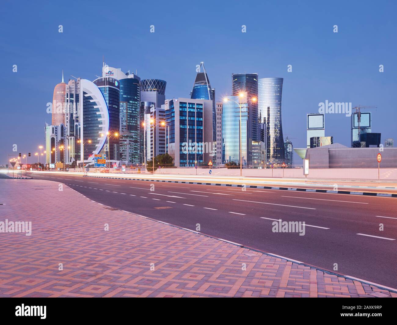 Skyscrapers, Al Corniche Street, West Bay, Diplomatic Area, Doha, Qatar ...