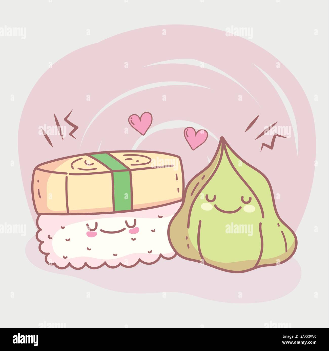 sushi rice and wasabi menu restaurant food cute vector illustration ...
