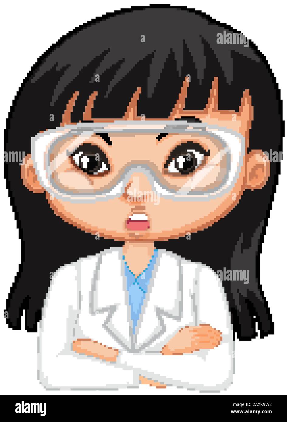 Cute girl in science gown on white background illustration Stock Vector ...