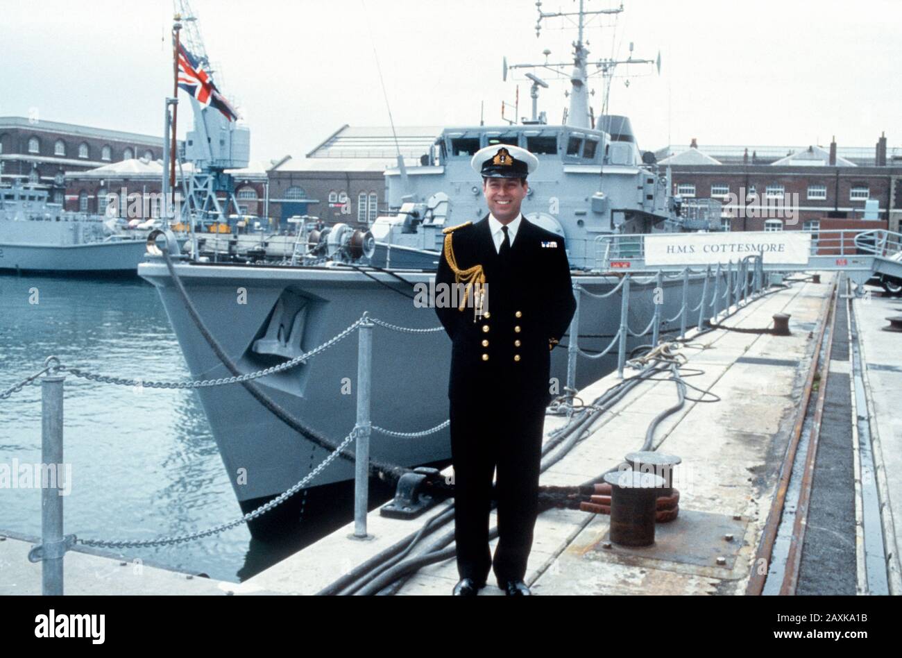 HRH Prince Andrew takes command of HMS Cottesmore, Rosyth, Scotland ...