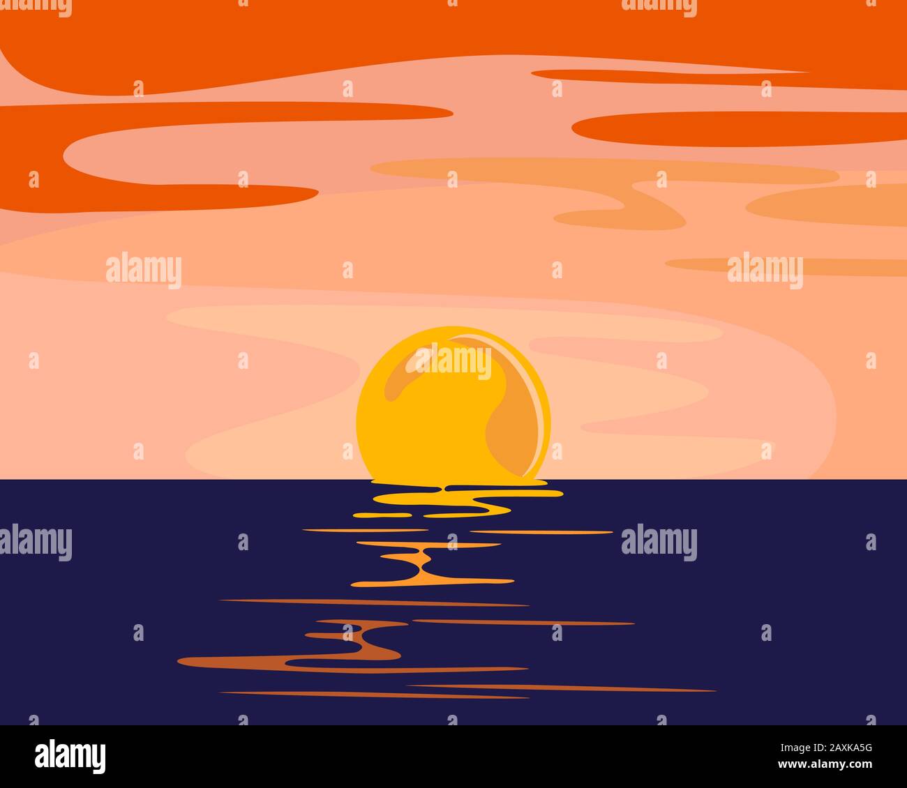 Vector of a Sun setting on horizon setting Stock Vector Image & Art - Alamy