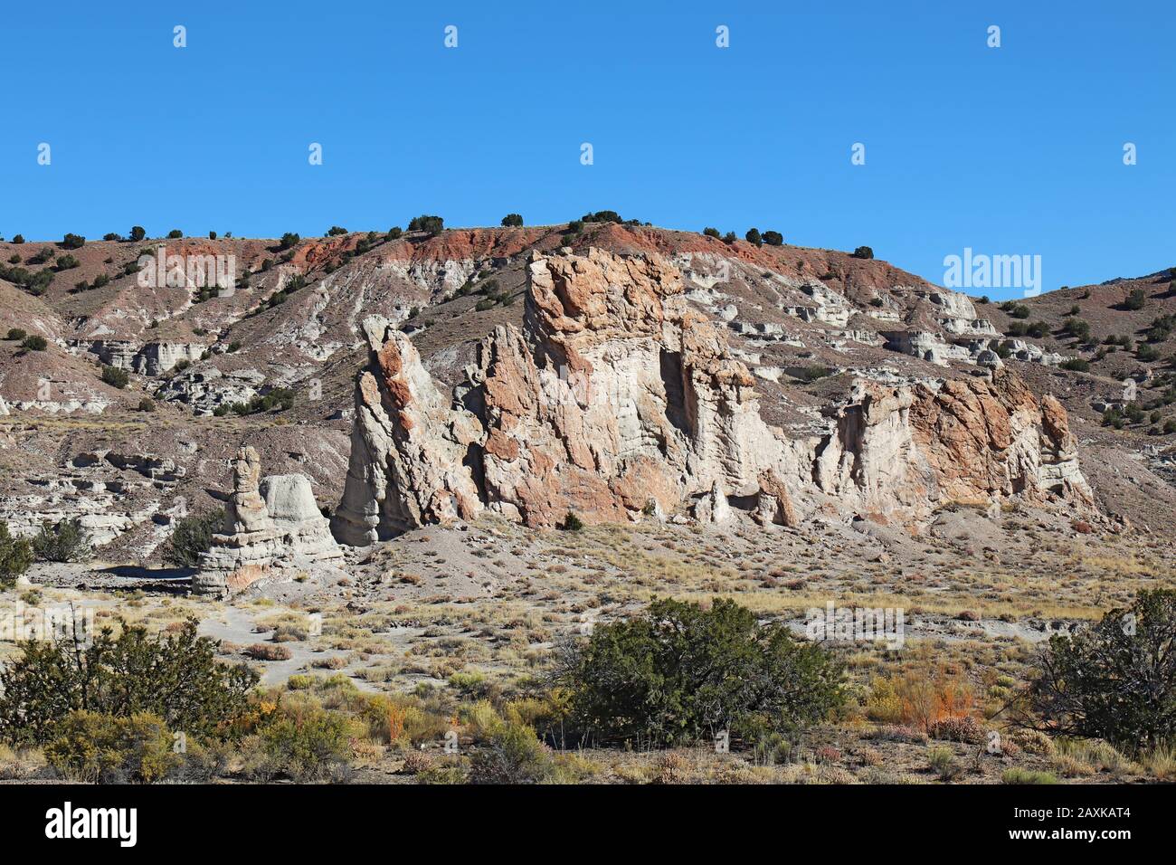 Eroded rock formations and autumn vegetation at Plaza Blanca or The ...