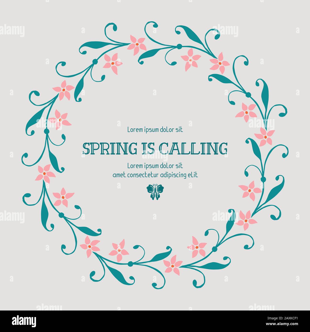 Decorative of leaf and flower frame, for modern spring calling greeting ...