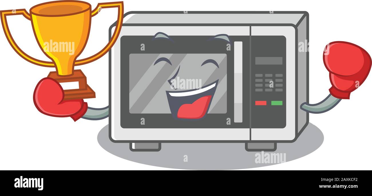 fantastic Boxing winner of microwave in mascot cartoon design Stock ...